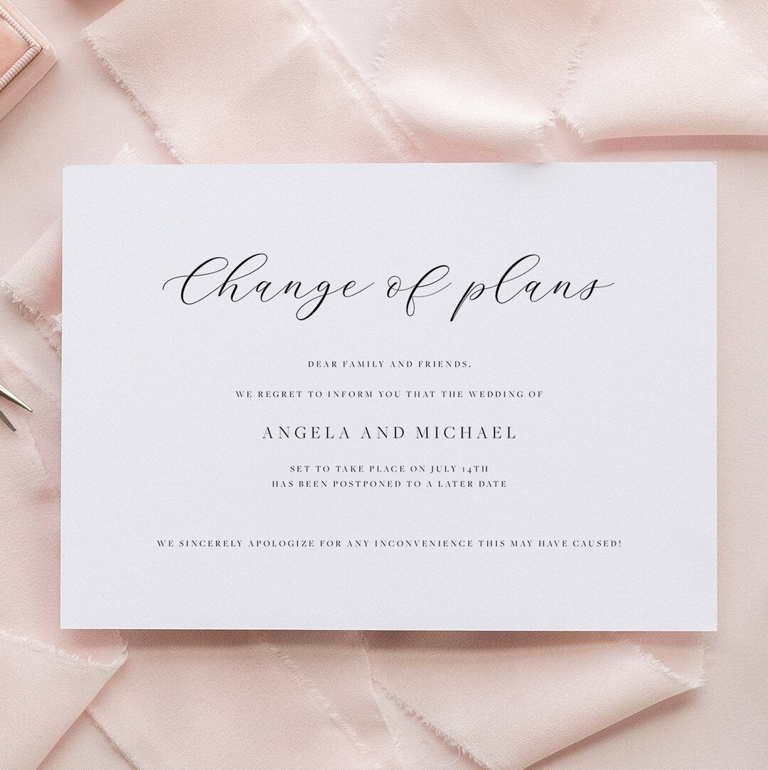 Wedding Postponement Announcement, Change of Date, Wedding Change ...