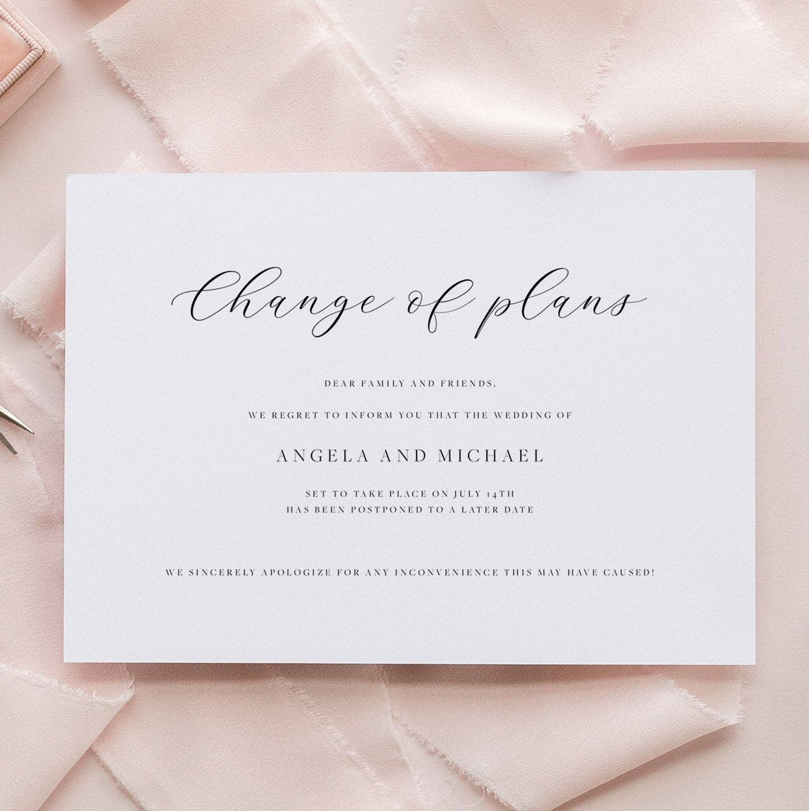 Wedding Postponement Announcement Change of Date Wedding - Etsy