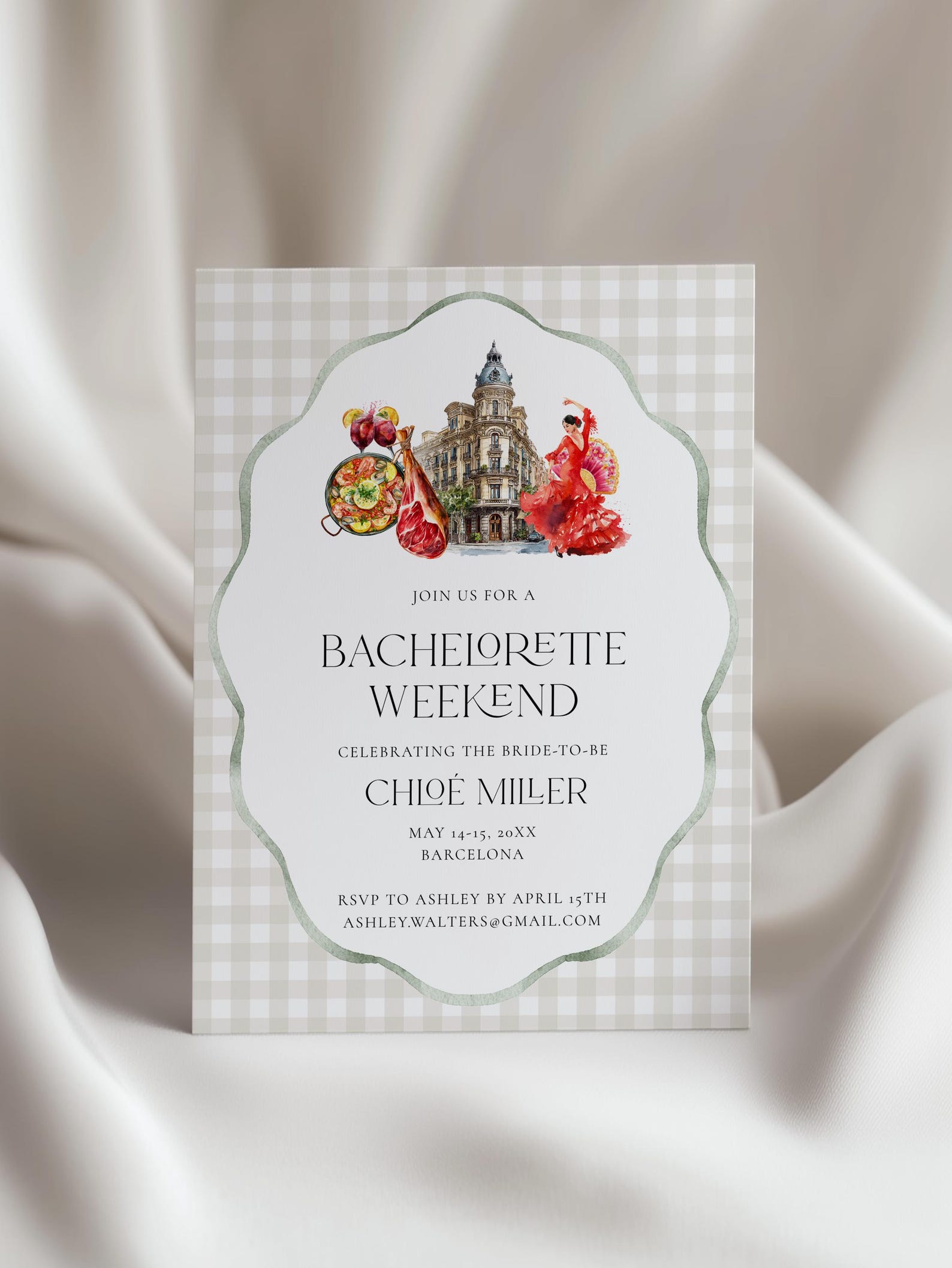 Barcelona Bachelorette Invitation Spain Editable Bachelorette Template ...