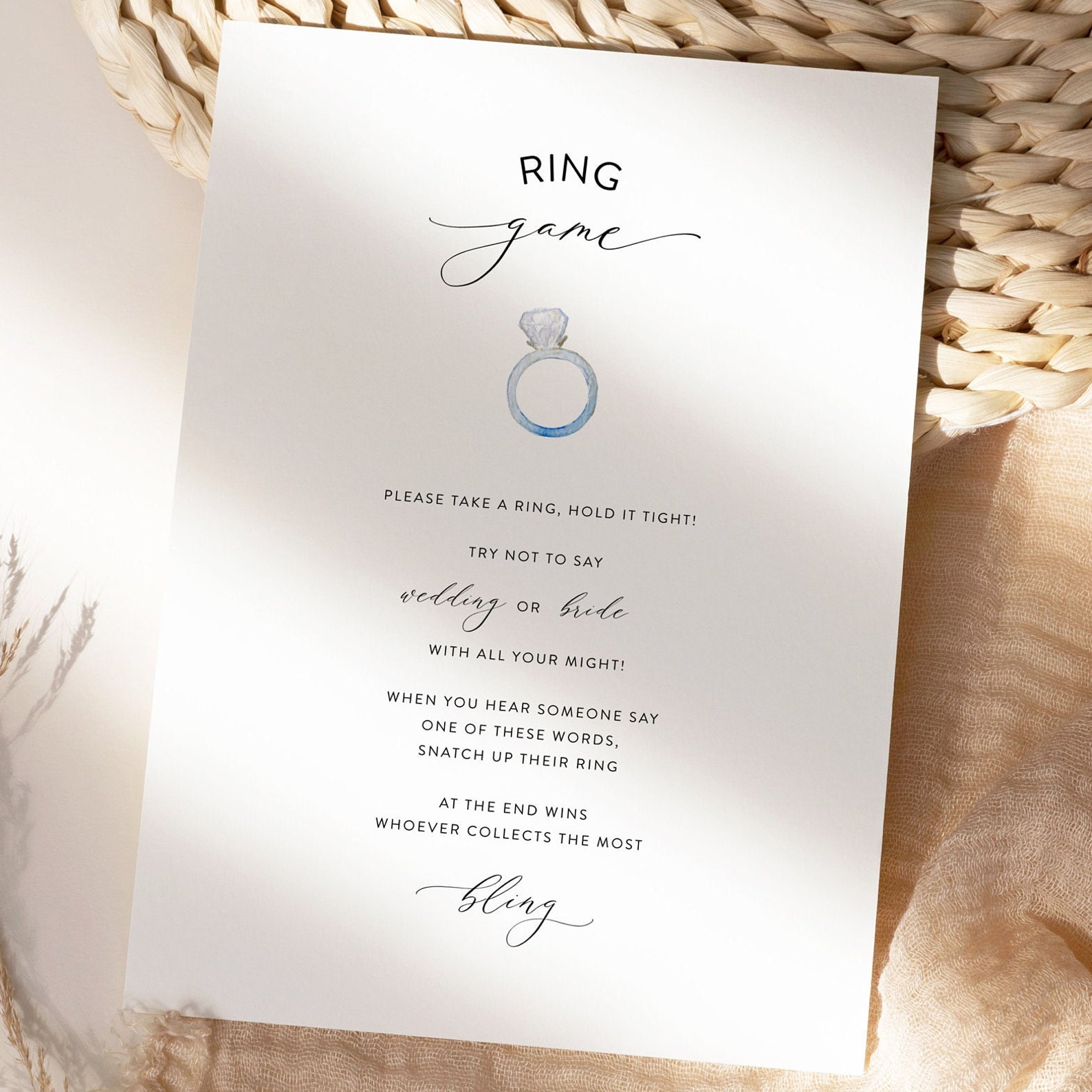 Minimalist the Ring Game Bridal Shower Ring Game Sign Modern | Etsy