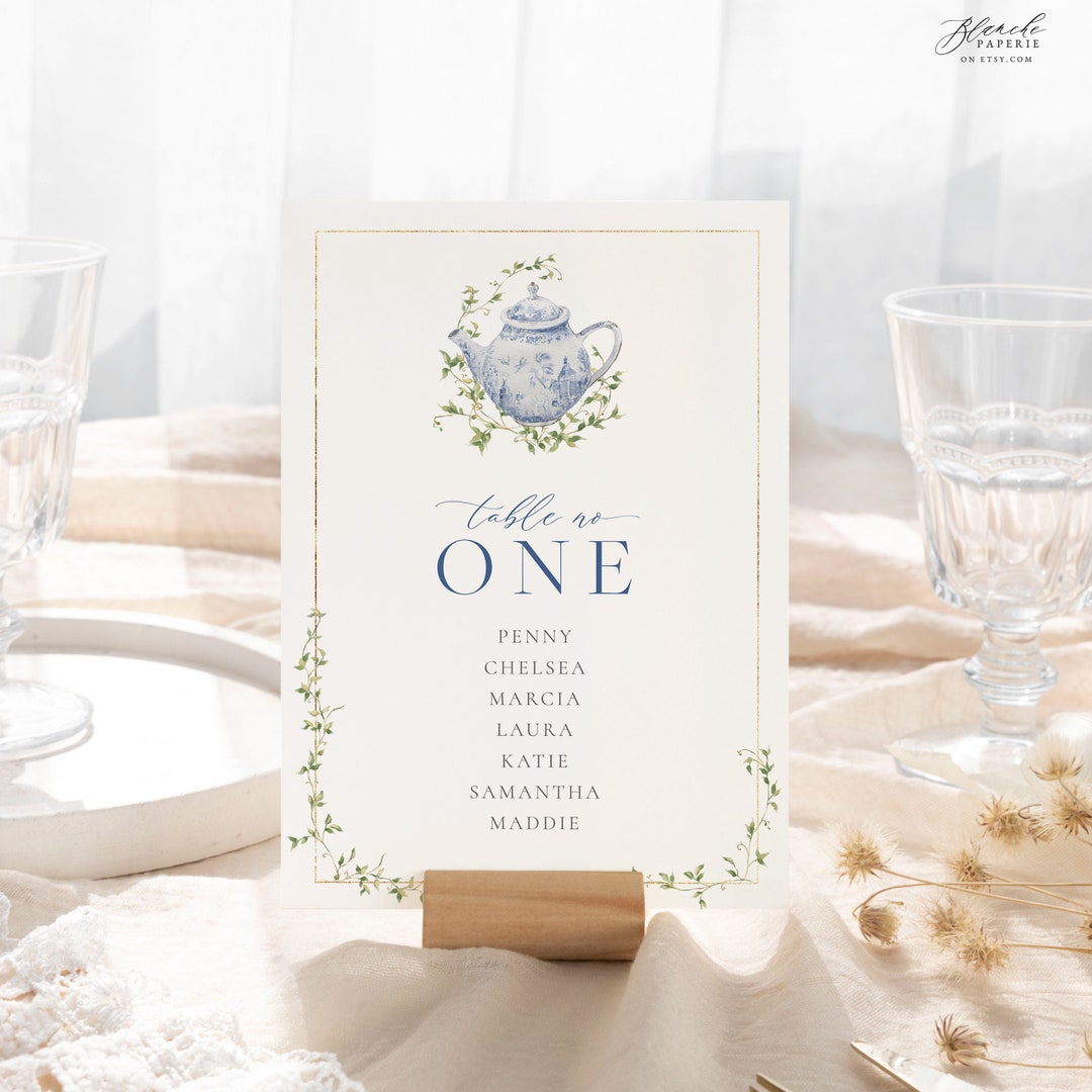 Bridal Tea Party Table Number, Minimalist Bridal Shower Table Numbers ...