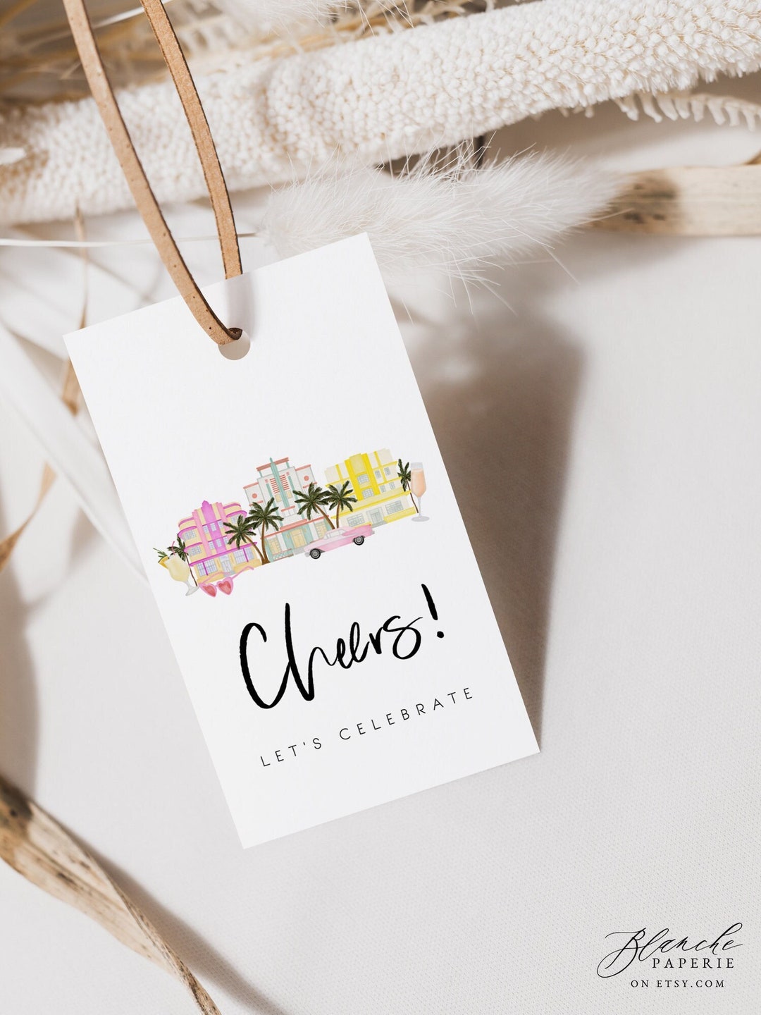Favor Tag Template, Cheers Tag, Miami Bachelorette Tag, Bridal Shower ...