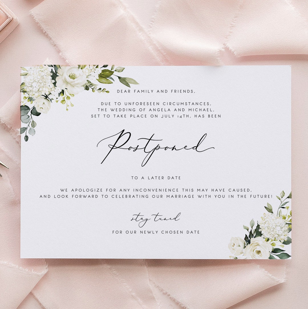 Wedding Postponement Announcement, Change of Date, Wedding Change ...