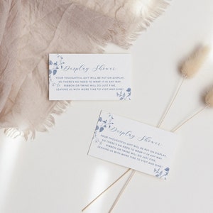 Display Shower Card, Blue Floral Display Shower Card, Minimalist Bridal ...