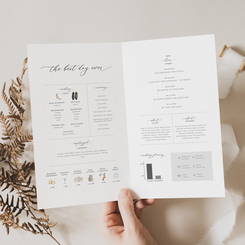 Infographic Wedding Program Booklet Wedding Day Program - Etsy