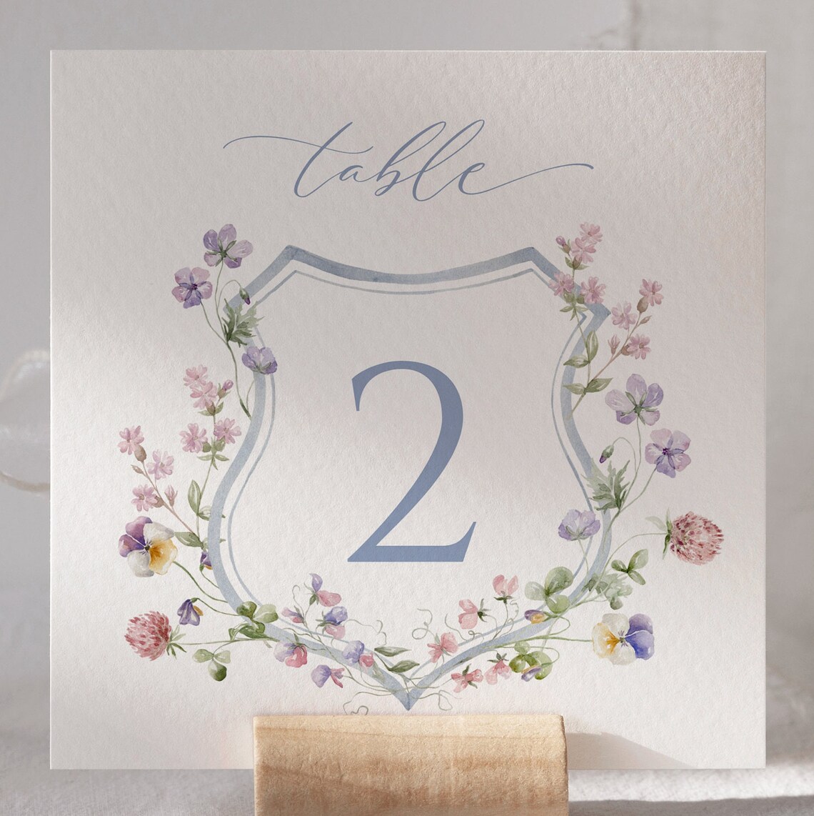 Floral Crest Square Table Number, Printable Table No, Bridgerton Theme ...