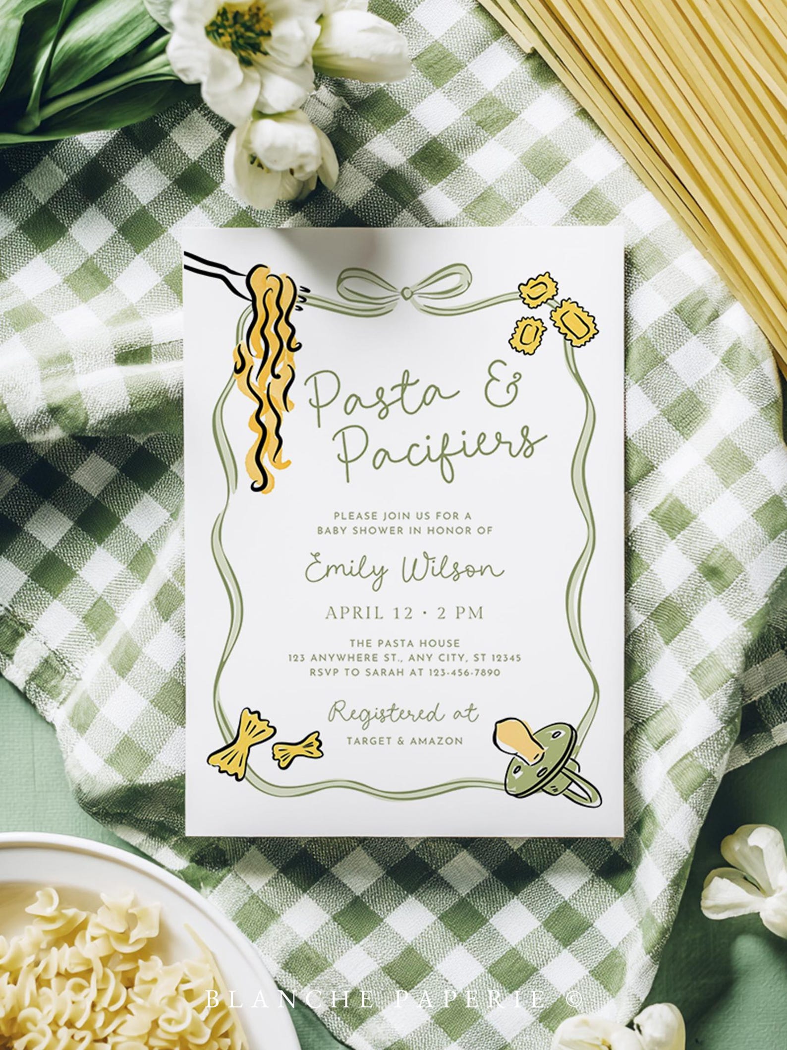 Pasta and Pacifiers Baby Shower Invitation (italian Theme) - Editable ...