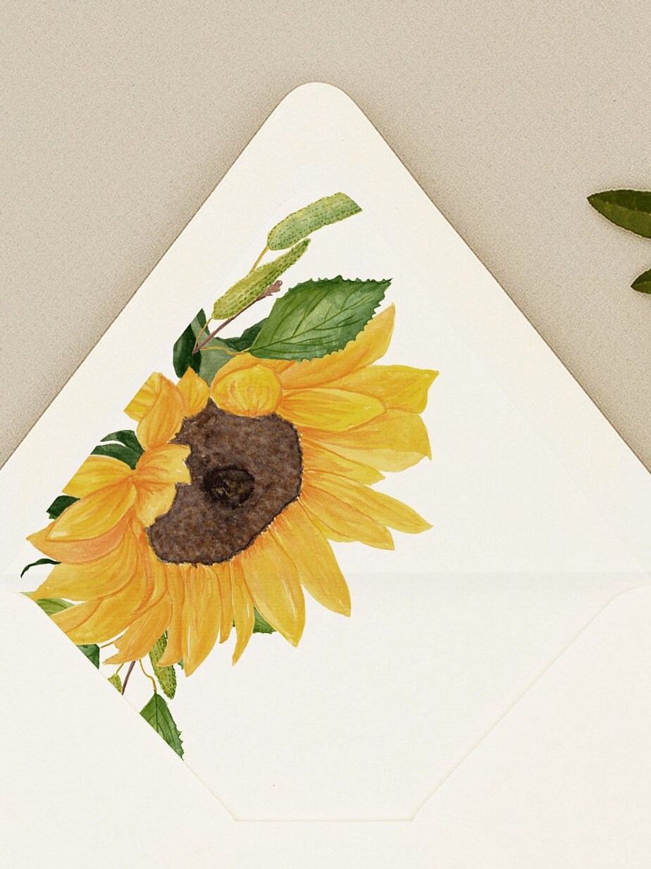Sunflower Envelope Liner Template Orange Floral Greenery - Etsy Sweden