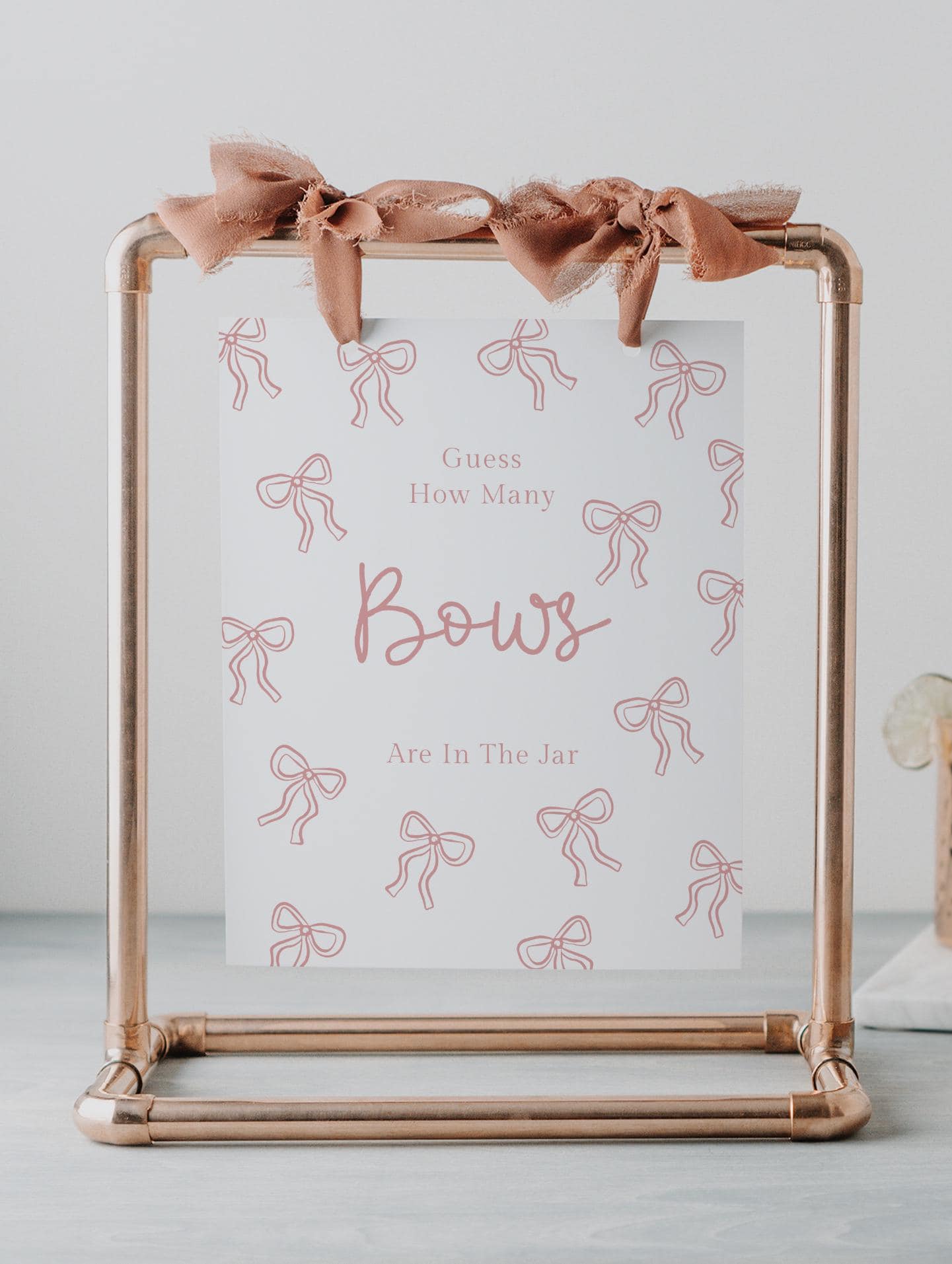 Guess How Many Bows Are in the Jar - Whimsical Pink Bow Baby Shower ...