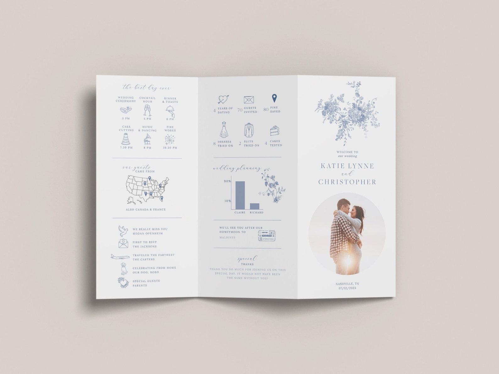 Trifold Infographic Wedding Program Wedding Day Program - Etsy