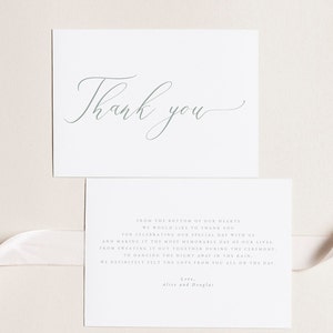 Modern Calligraphy Script Thank You Card, Printable Thank You Template ...