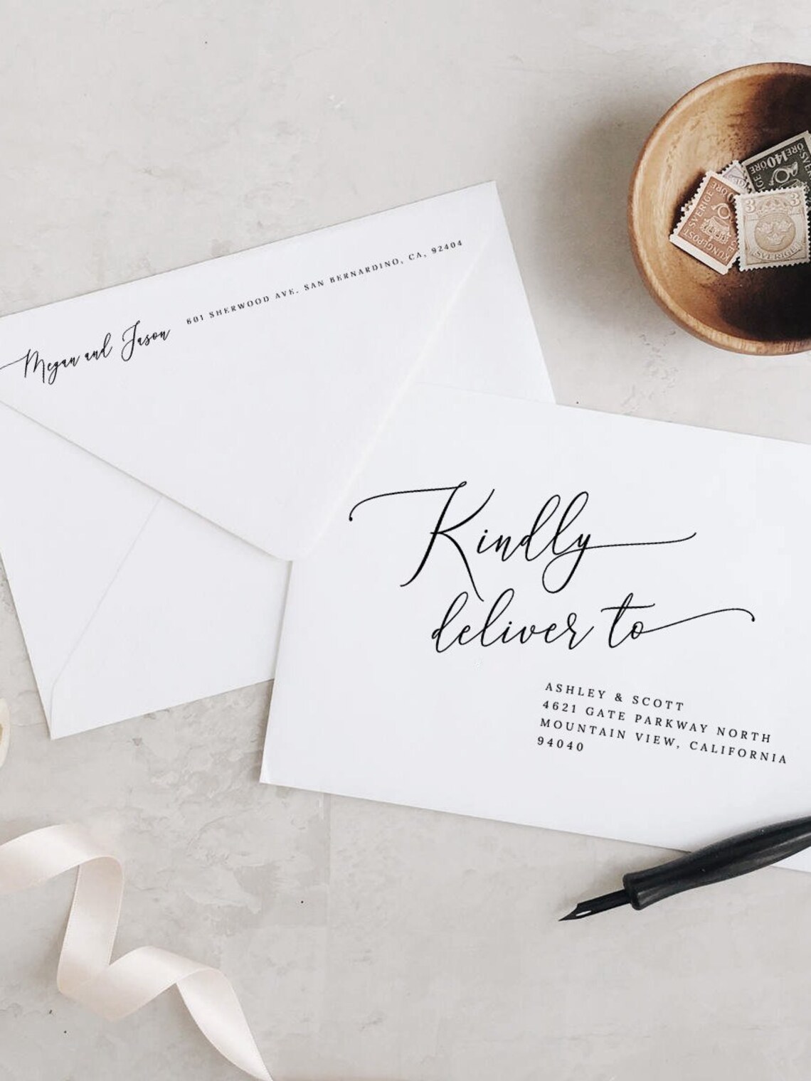 Printable Envelope Address Template Modern Calligraphy Wedding | Etsy