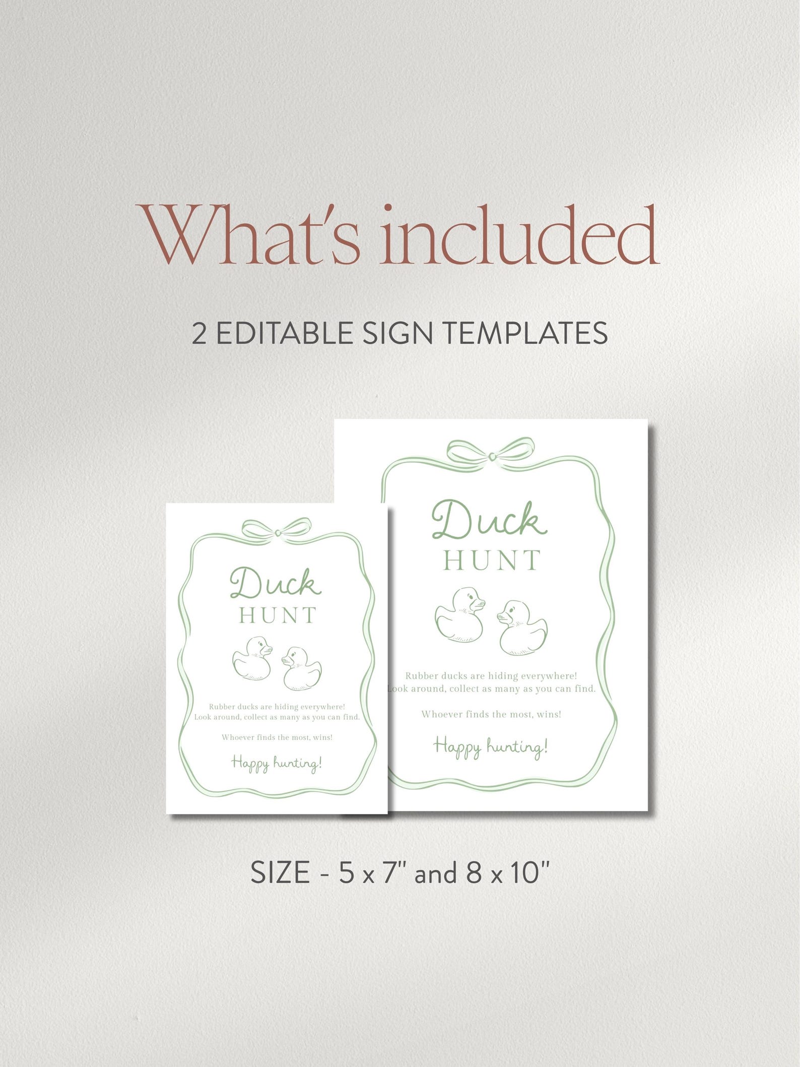 Green Bow Duck Hunt Sign – Find the Rubber Ducky: Gender Neutral Baby ...