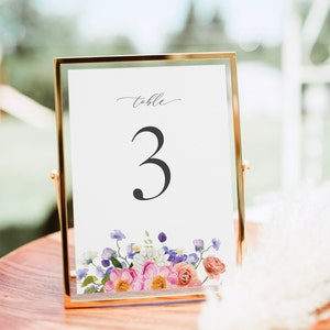 Colourful Floral Table Number, Bright Colors Table No, Printable ...