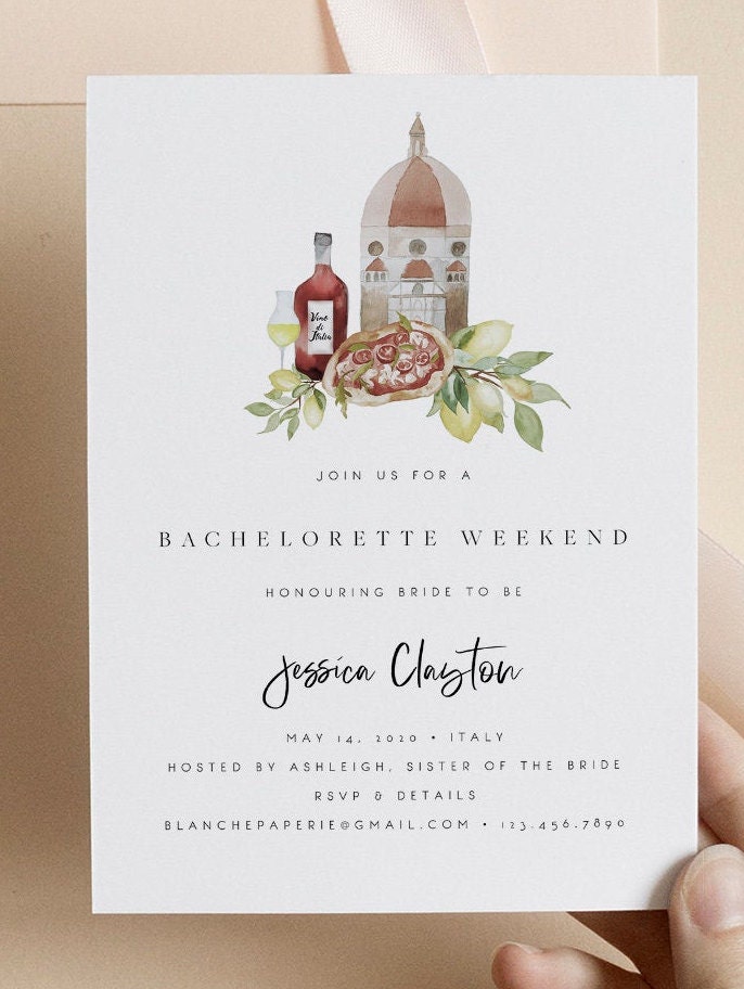 Italian Bachelorette Invitation Rome Milan Editable - Etsy