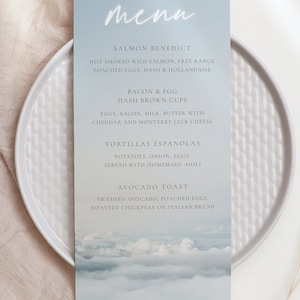 Clouds Menu Template, Cloud Nine Bridal Shower Menu, Modern Minimalist ...