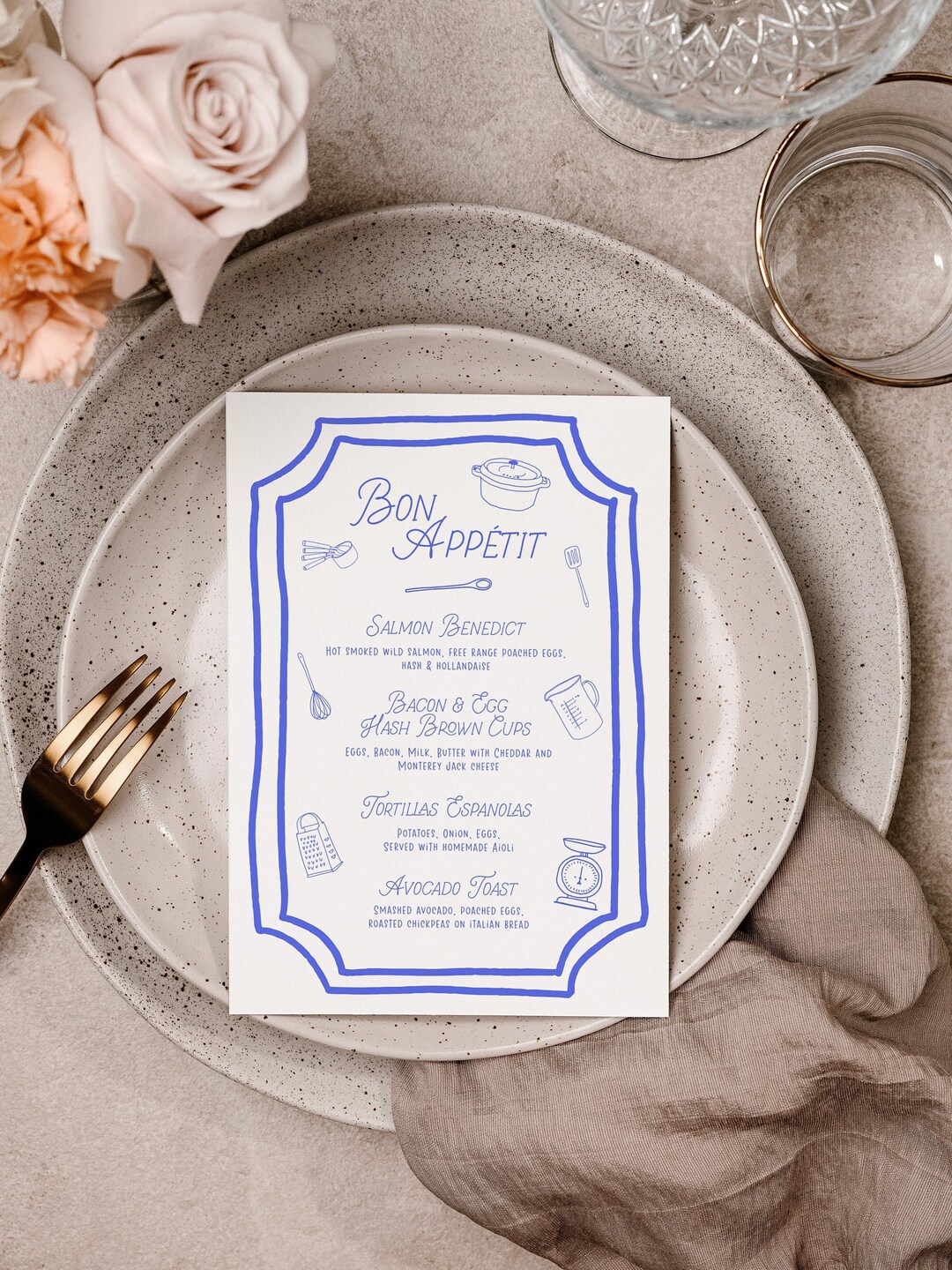 Modern Whimsical Menu Template, Doodle Hand Drawn Illustrations ...