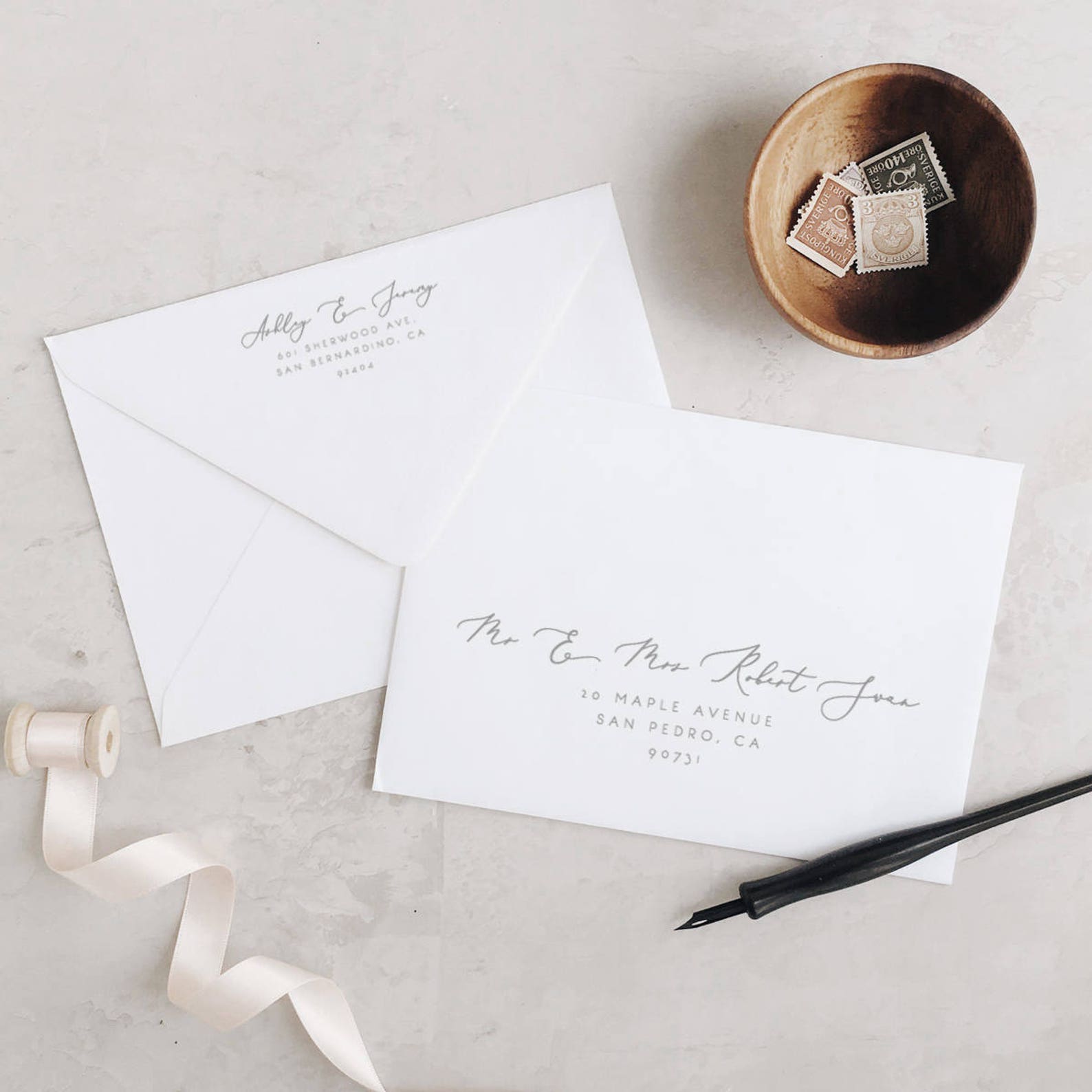 Printable Envelope Template Modern Script Calligraphy Elegant - Etsy