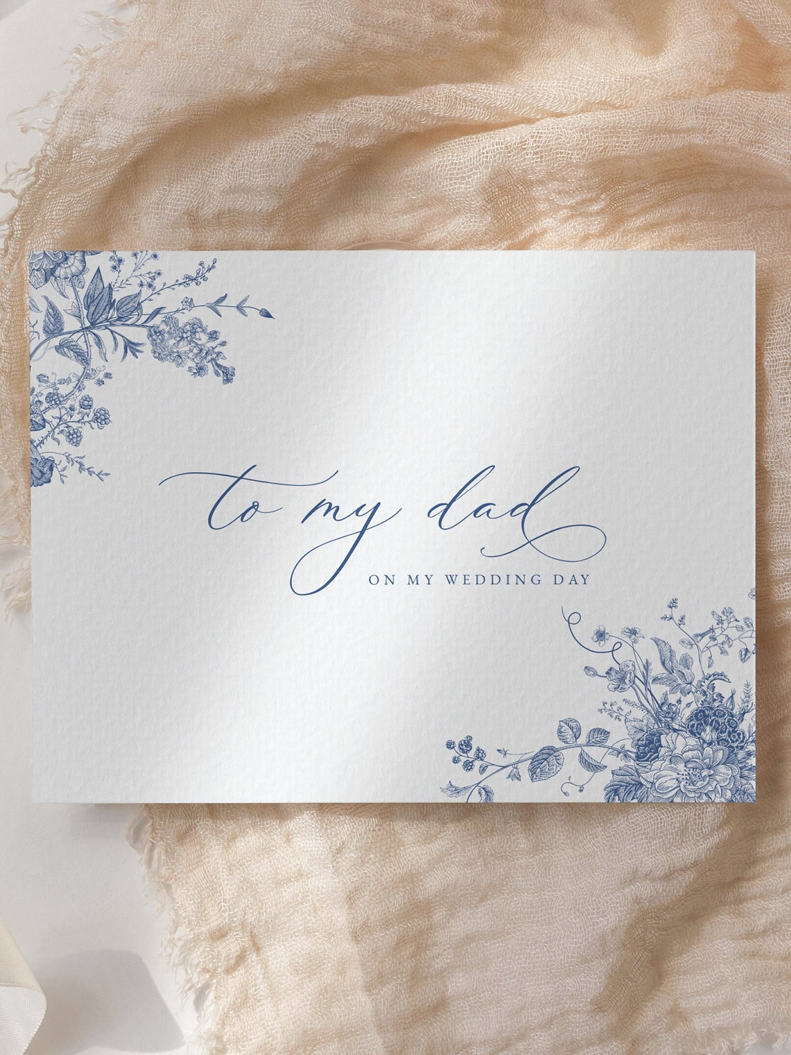 Blue Floral to My Dad on My Wedding Day Card, Victorian Botanical to My ...