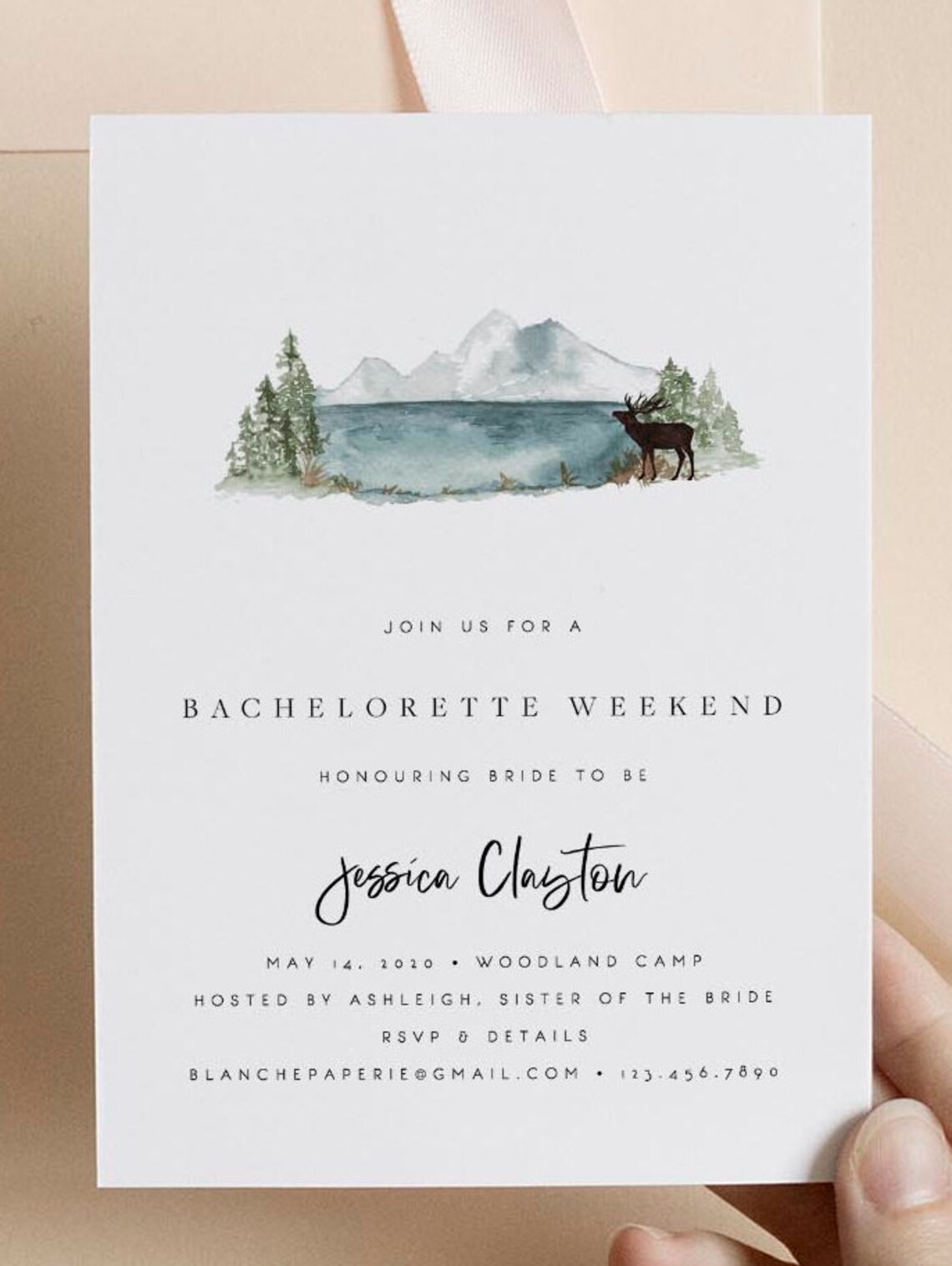 Mountain Retreat Bachelorette Invitation Cabin Camping Glamping ...