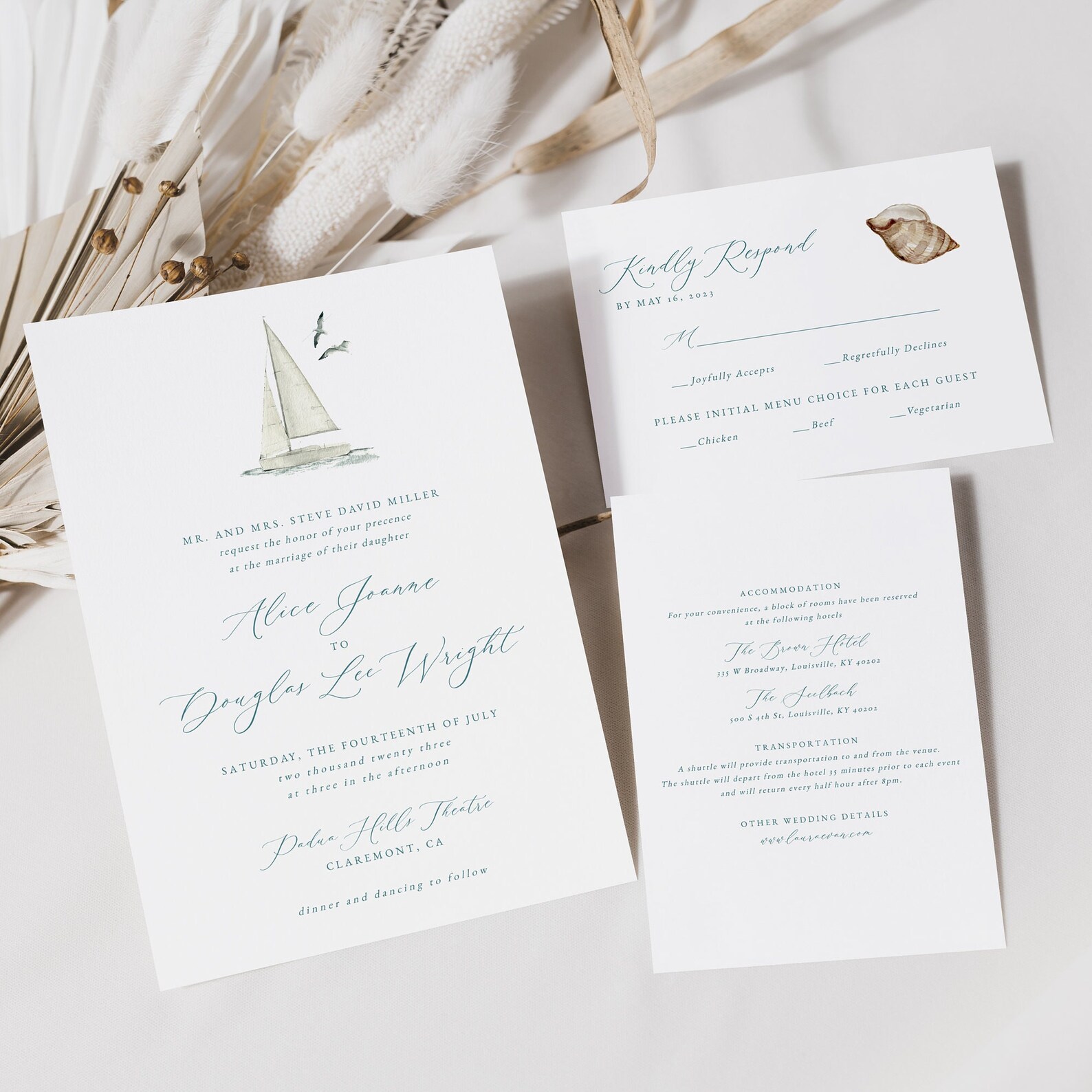 Nautical Wedding Invitation Watercolor Sail Boat Wedding - Etsy