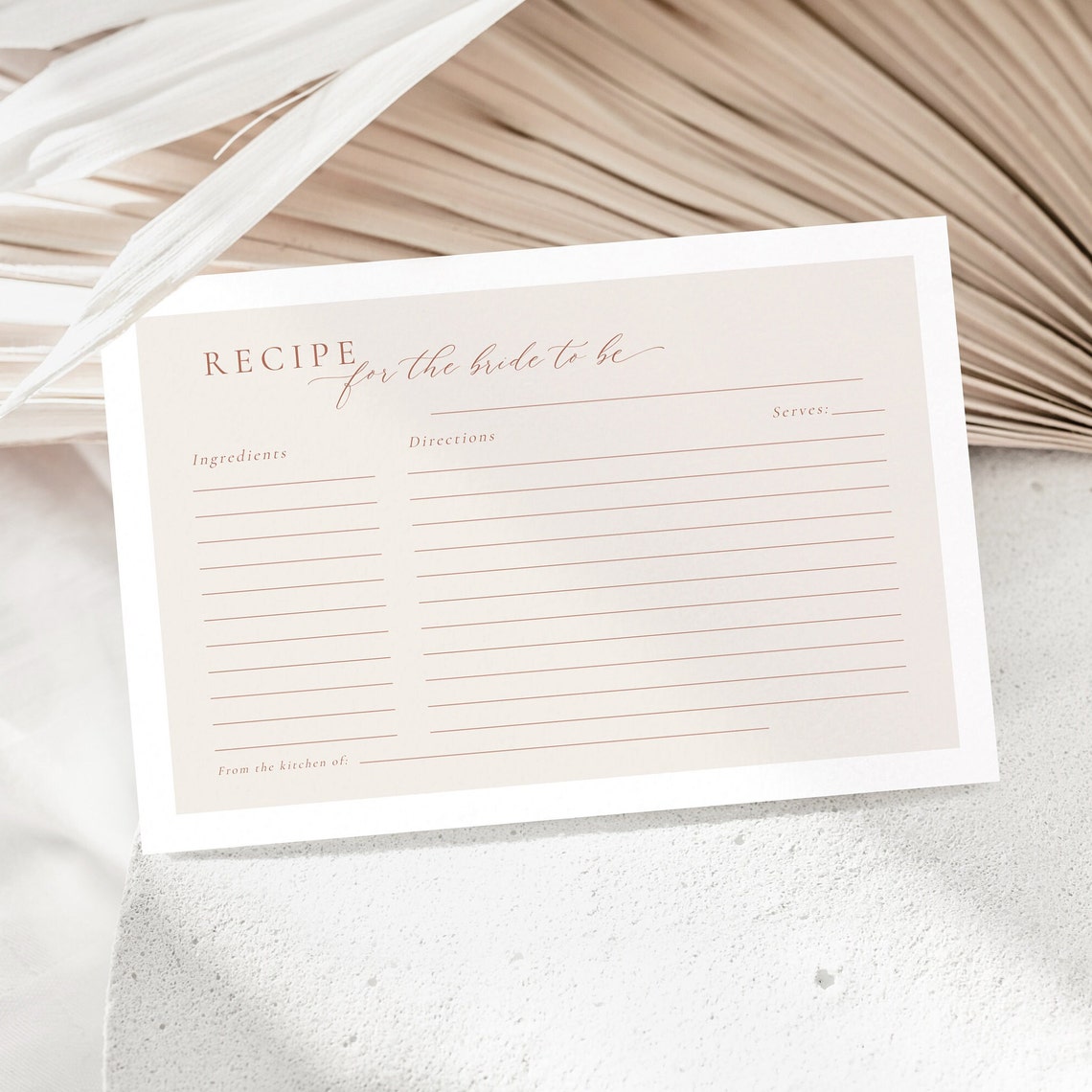 Boho Minimalist Recipe Card Template Printable Bridal Shower - Etsy
