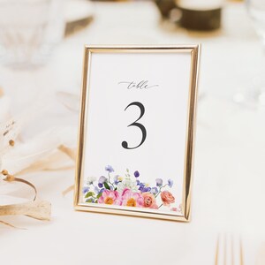 Colourful Floral Table Number, Bright Colors Table No, Printable ...