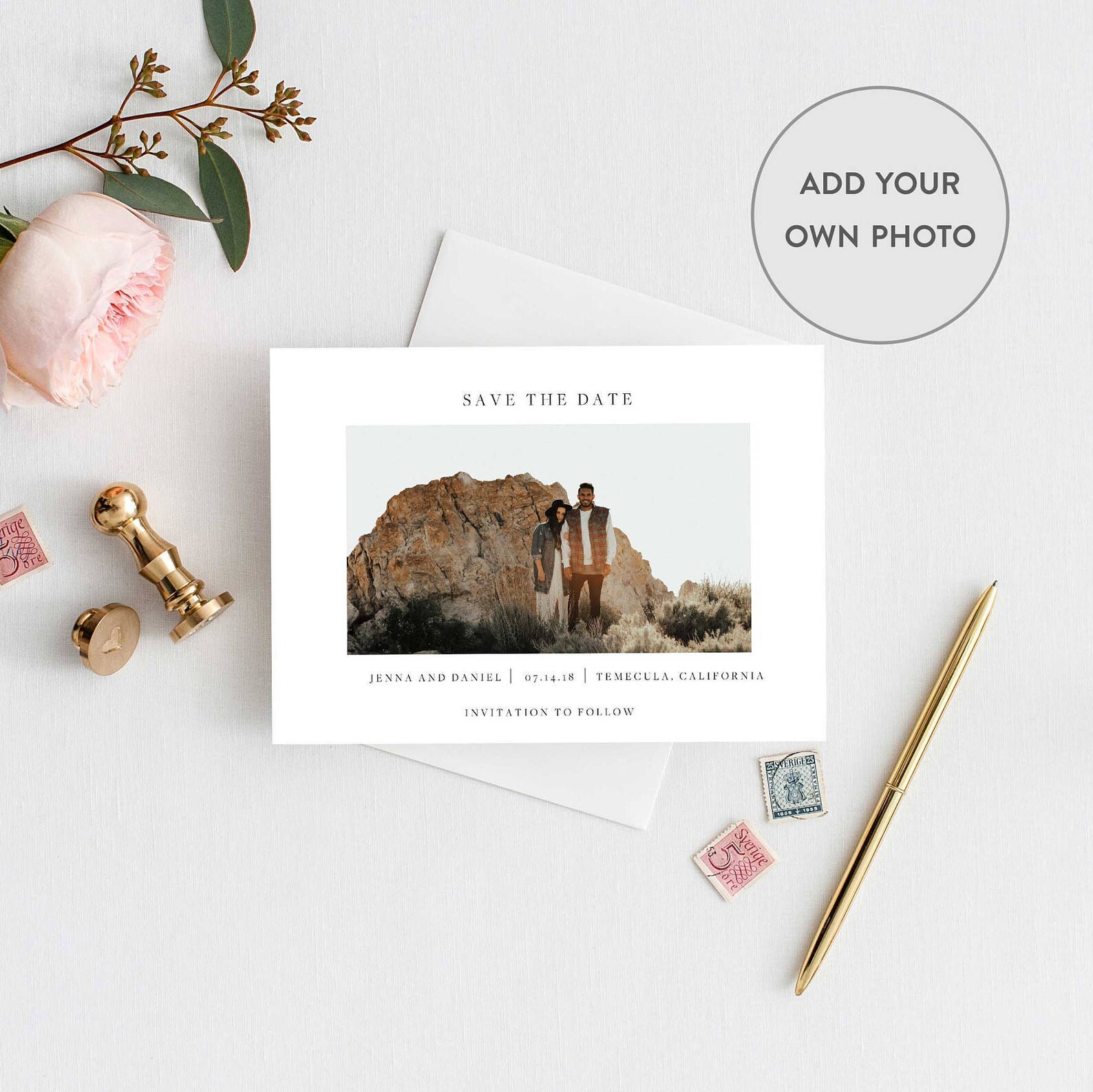 Add Your Own Photo Save the Date Template Modern Photo Save | Etsy