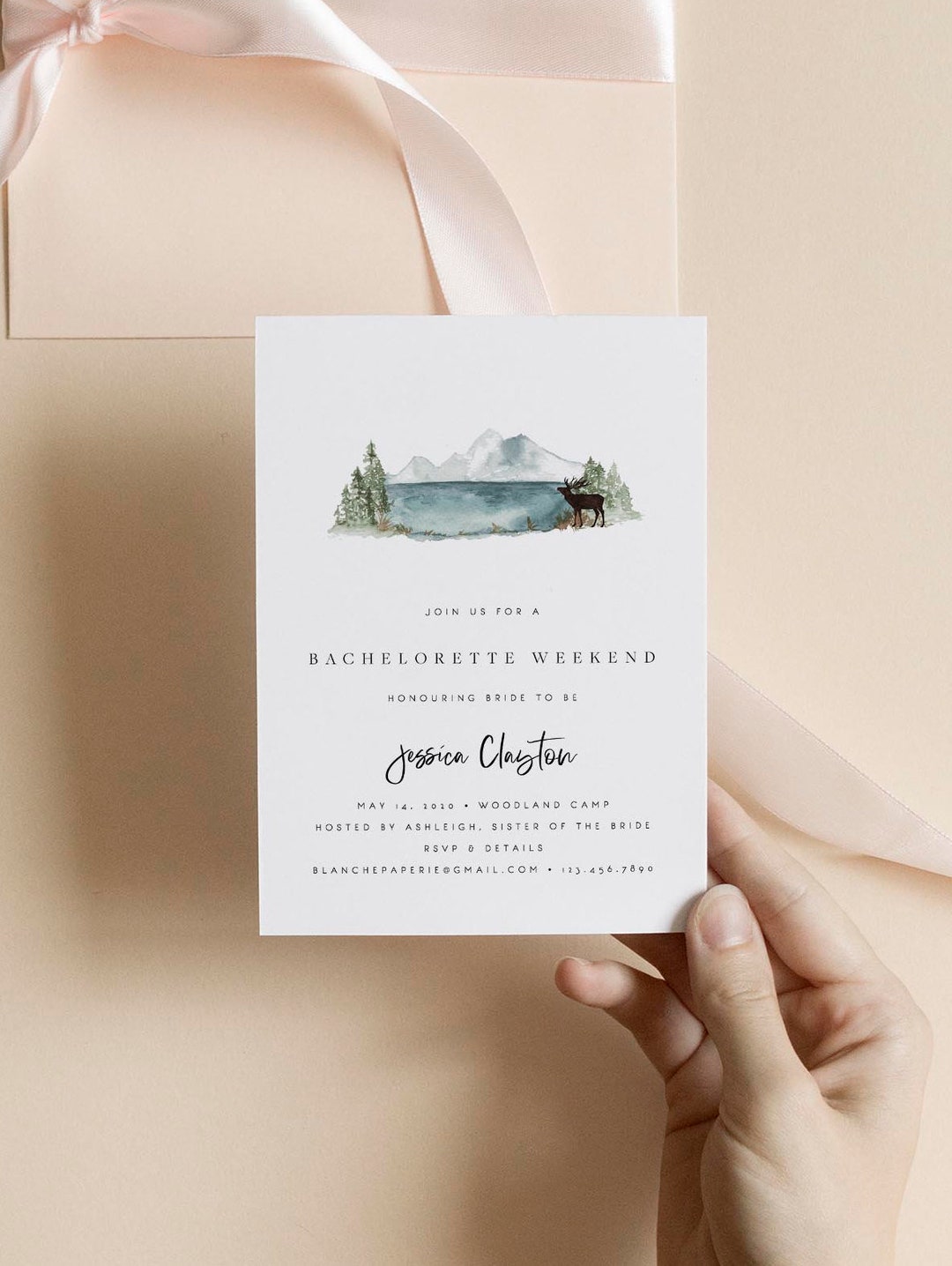 Mountain Retreat Bachelorette Invitation Cabin Camping Glamping ...