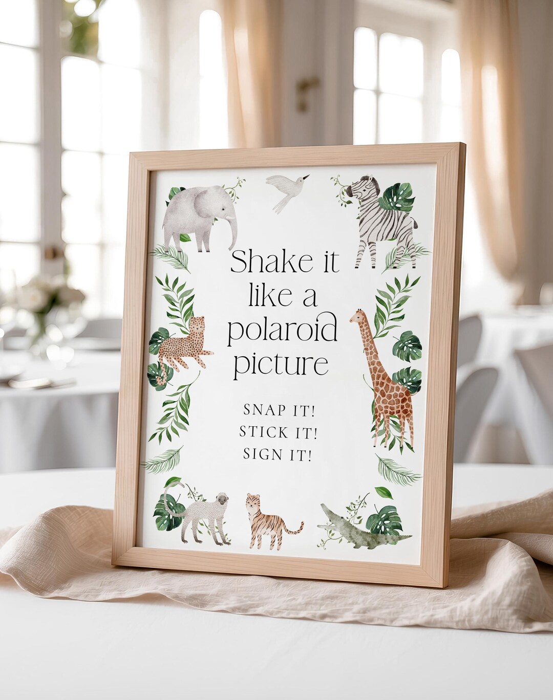 Safari Shake It Like A Polaroid Picture Sign, Jungle Animals Baby ...