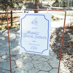 Modern Whimsical Bridal Shower Welcome Sign, Quirky Scribble Border ...