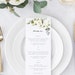 White Rose Wedding Menu Template Greenery Printable Menu Menu - Etsy