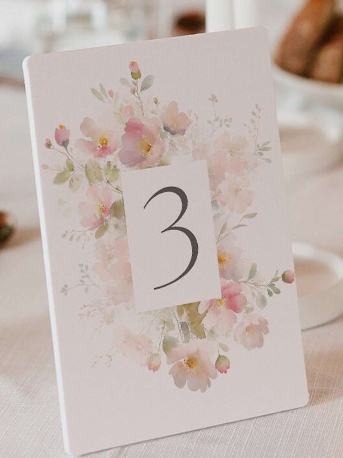 Blush Floral Table Number, Watercolor Table No, Printable Table Numbers ...