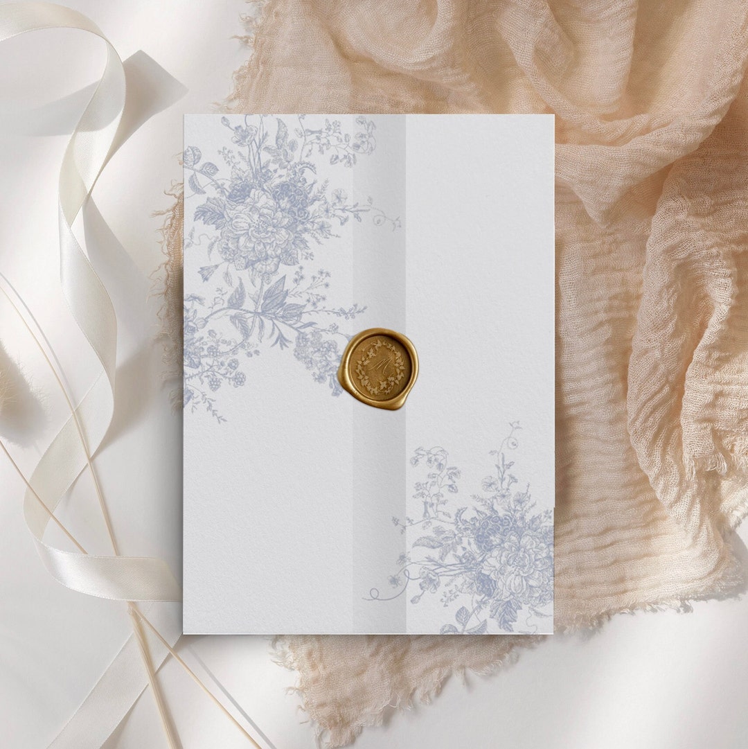 Dusty Blue Floral Vellum Wrap, Vellum Jacket Printable, DIY Vellum Fold ...