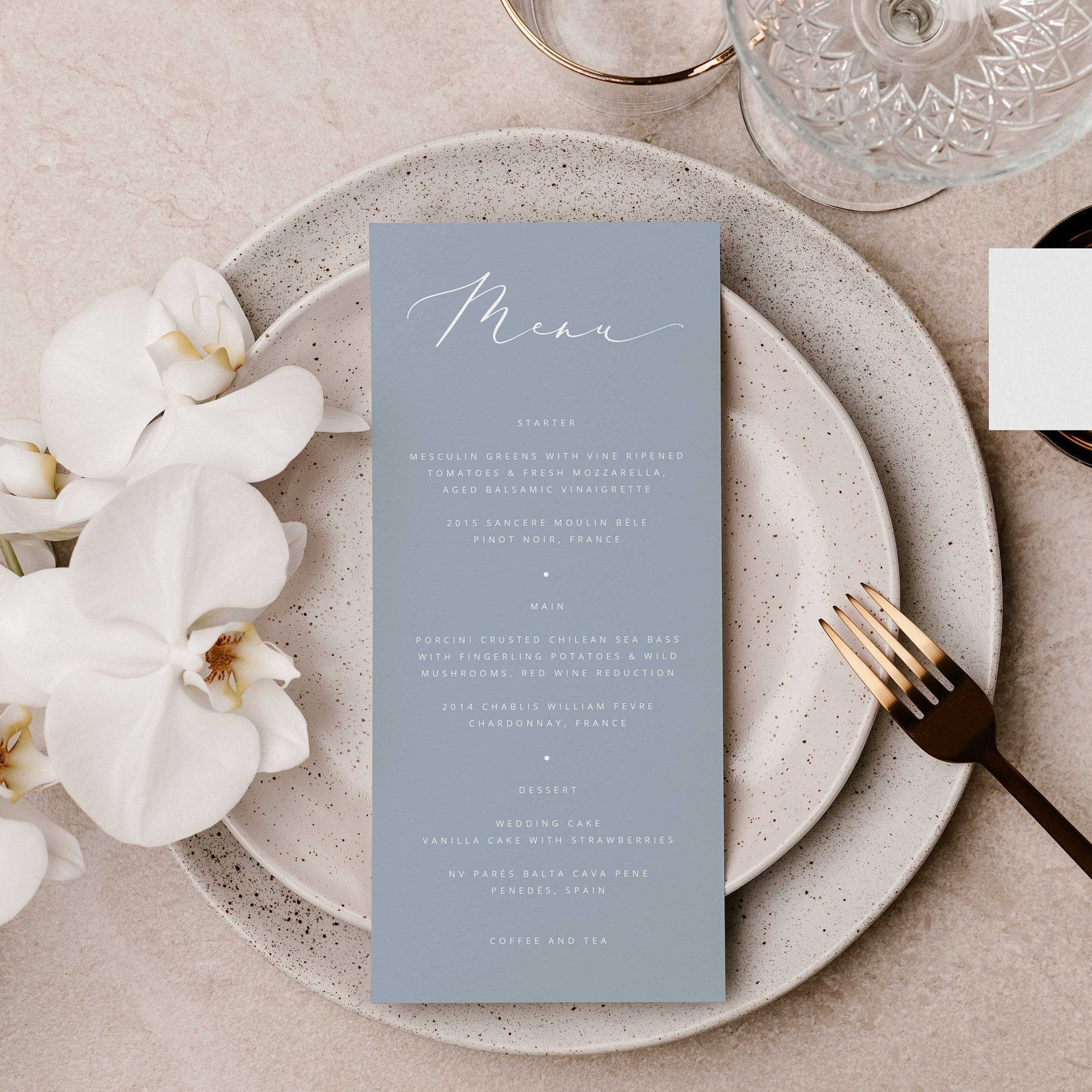 Dusty Blue Wedding Menu Template Modern Minimal Wedding Menu | Etsy