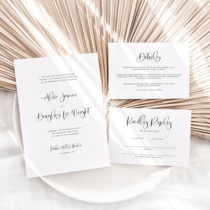 Modern Calligraphy Wedding Invitation Set, Modern Minimalist Invitation ...