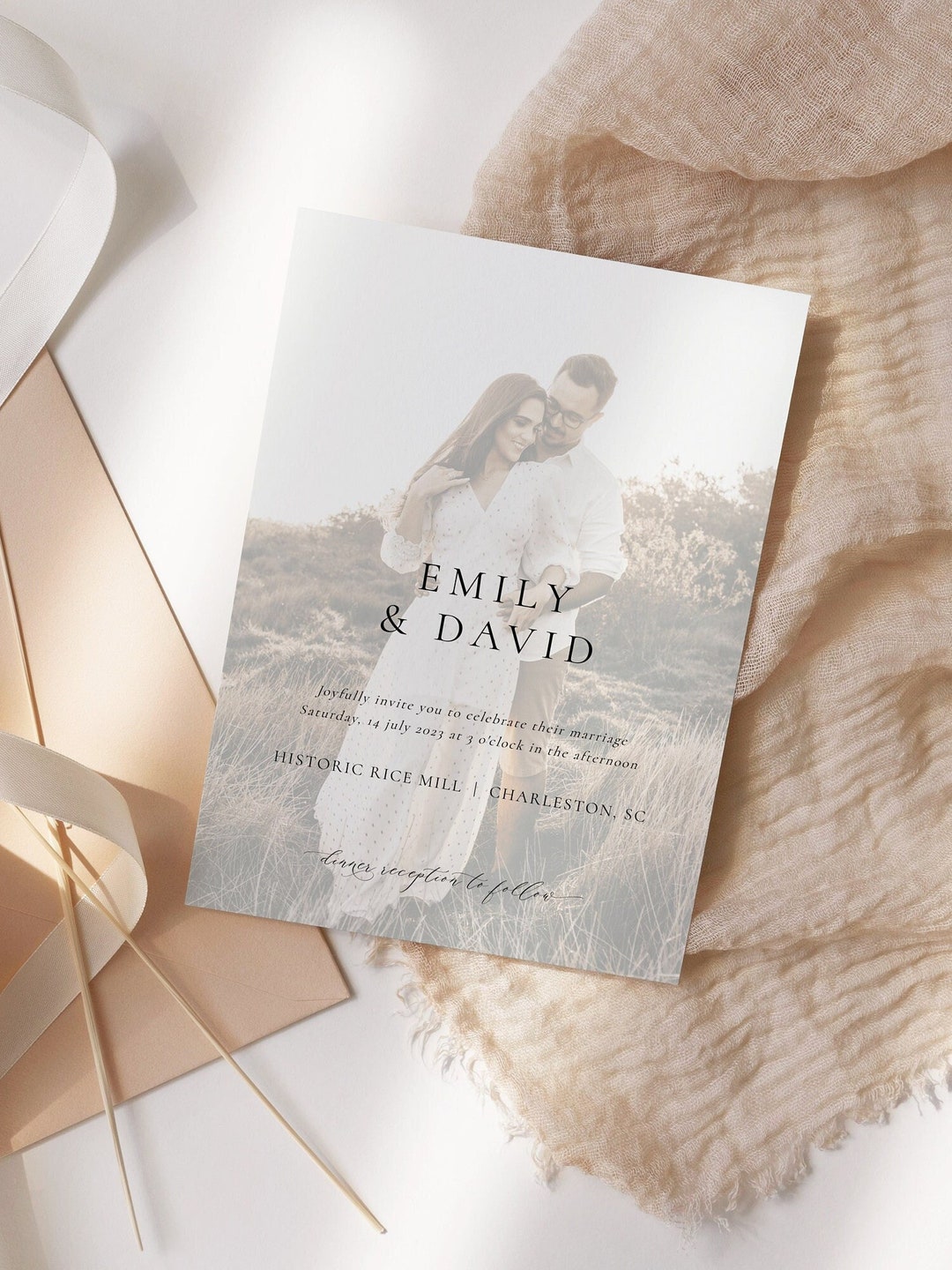 Photo Wedding Invitation, Elegant Invitation Template, Modern ...