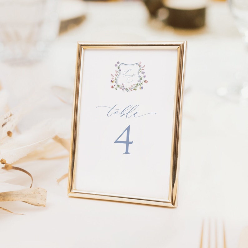 Floral Crest Table Numbers Wildflower Table Number Printable - Etsy