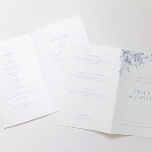 Dusty Blue Floral Ceremony Program, Minimalist Program Template ...