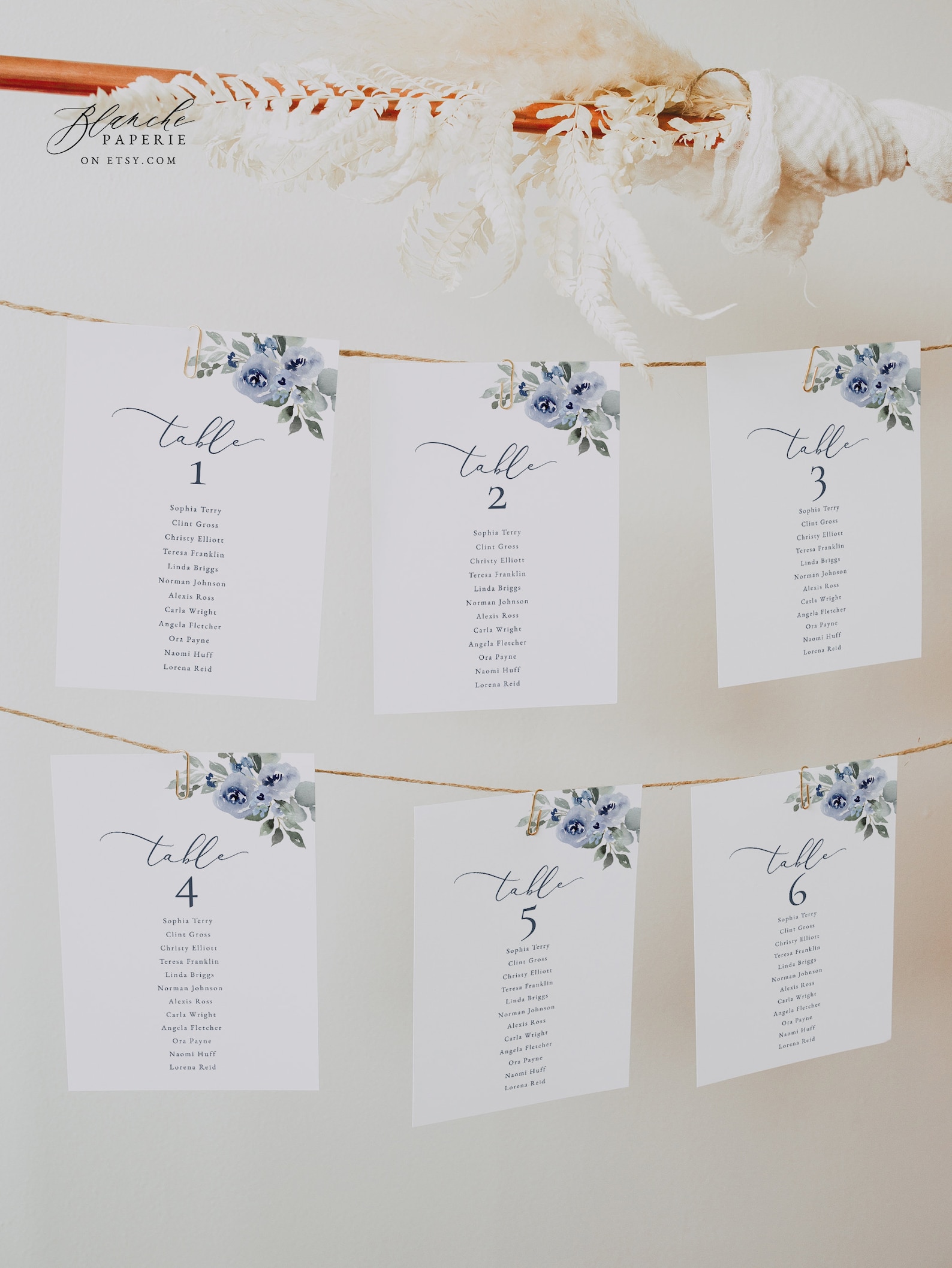 Dusty Blue Seating Chart Template, Modern Minimalist Wedding Seating ...