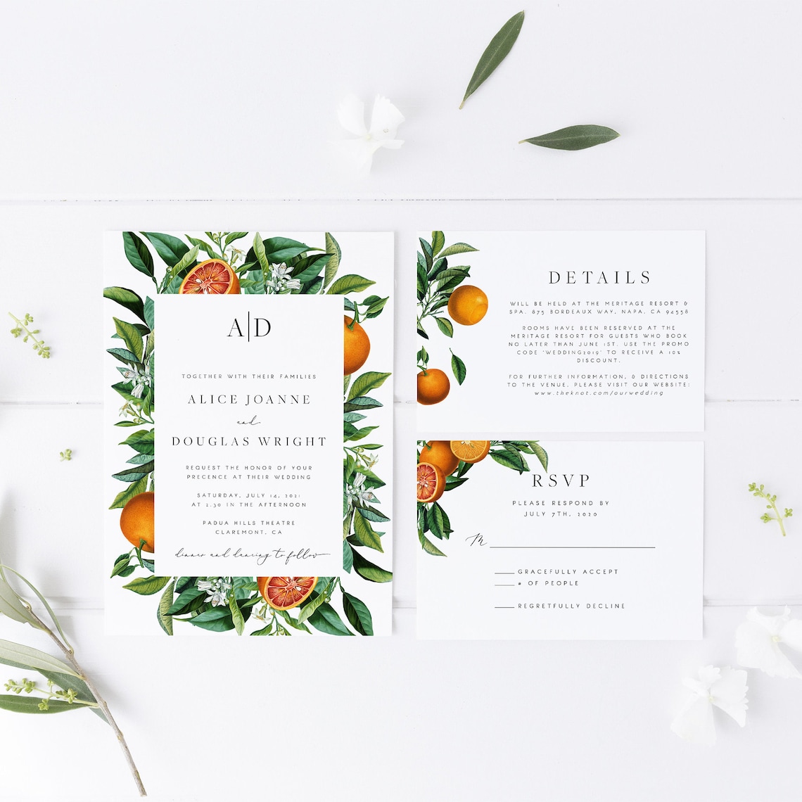 Citrus Wedding Invitation Set Fruit Invite Instant Download - Etsy
