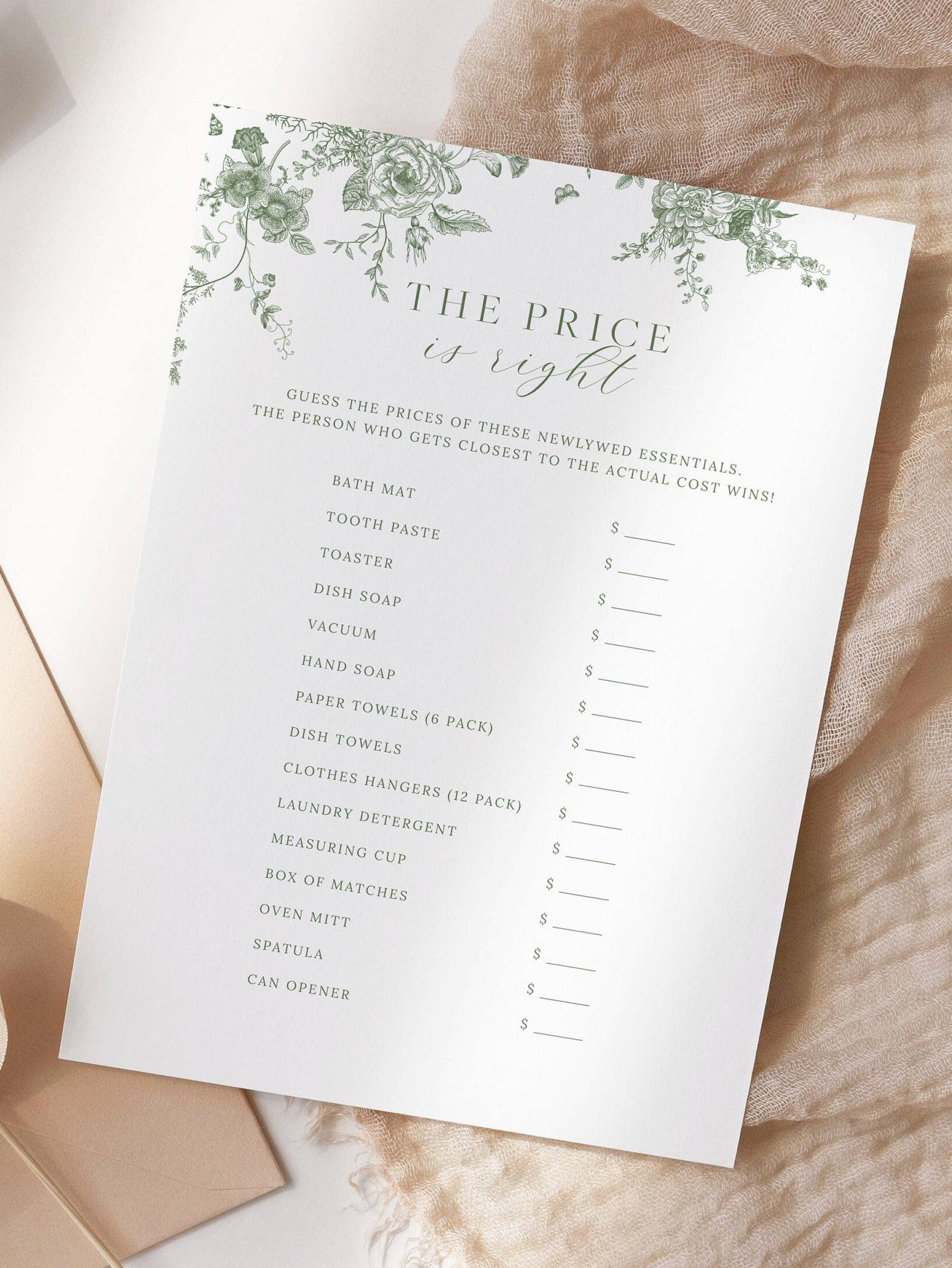 The Price is Right Game Template Green Floral Price is Right - Etsy