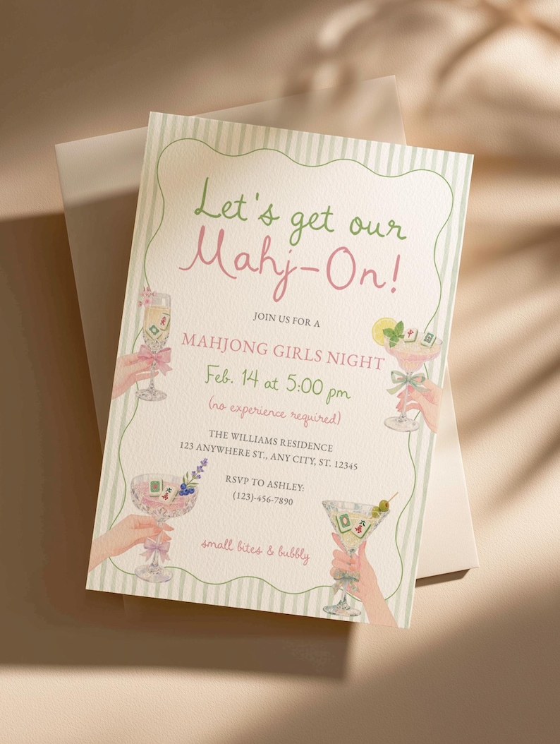 Mahjong Game Night Invitation (editable Canva Template) - Etsy