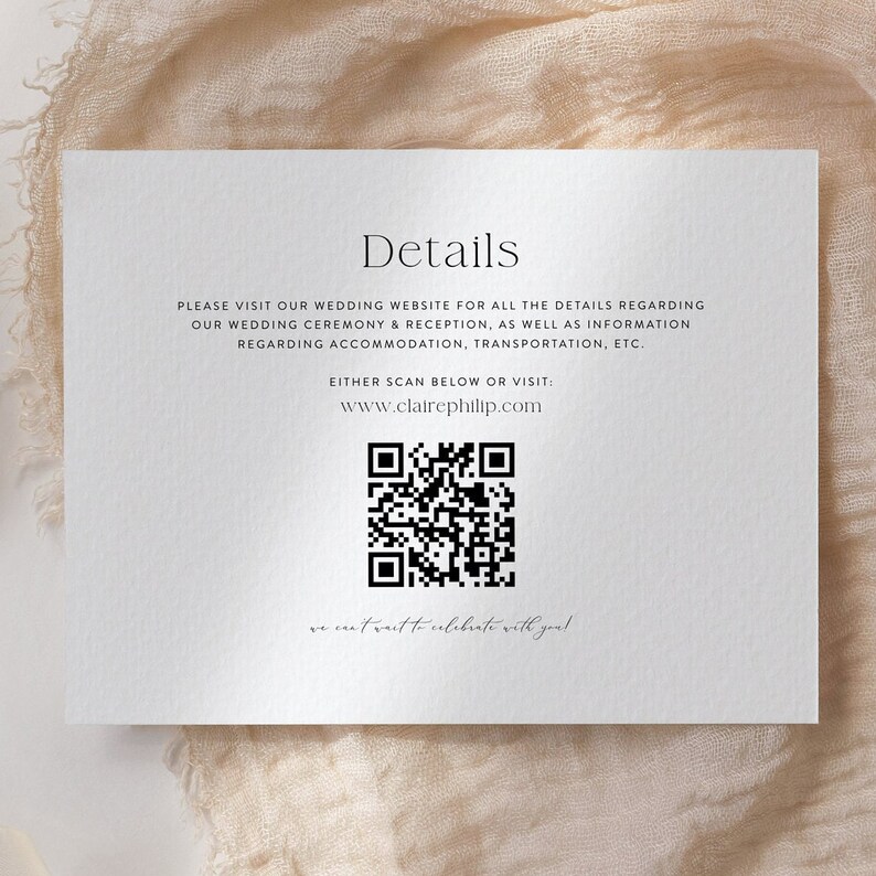 Details Card With QR Code Scan Code Insert Card Modern - Etsy