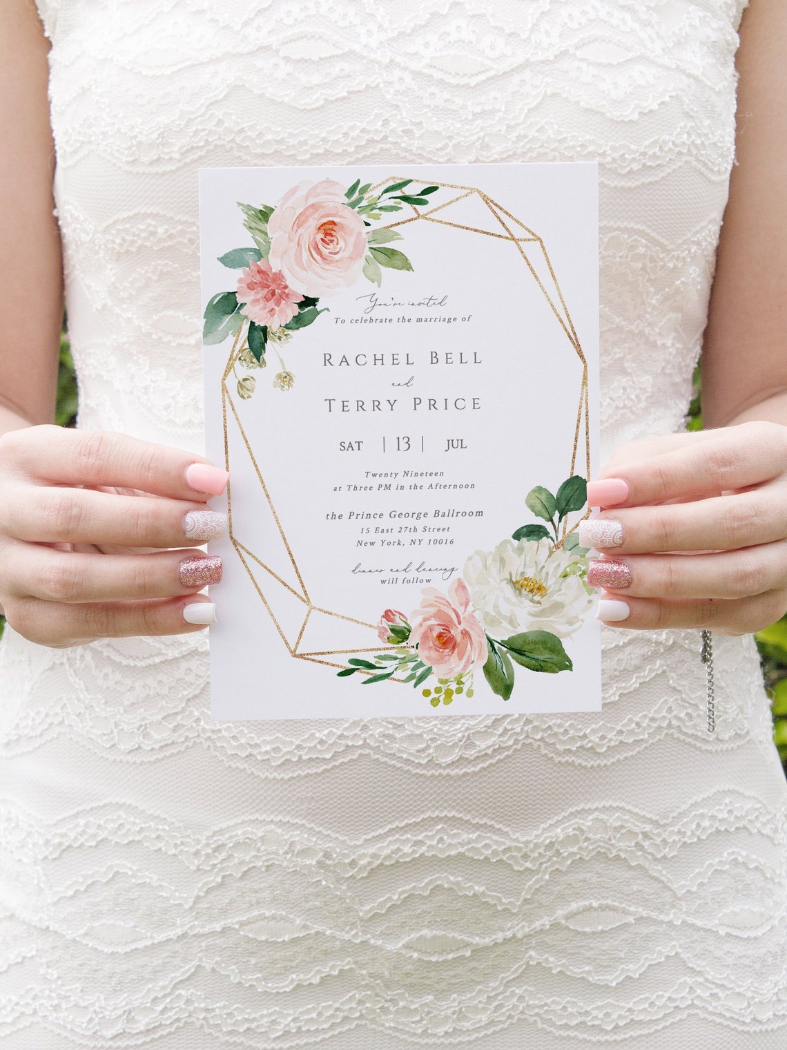 Editable Wedding Invitation Template Blush Florals Printable | Etsy