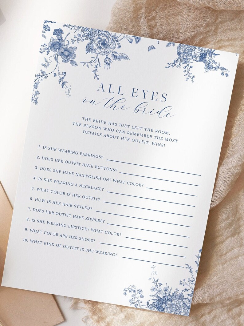 All Eyes on the Bride Game Navy Blue Vintage Floral Bridal - Etsy