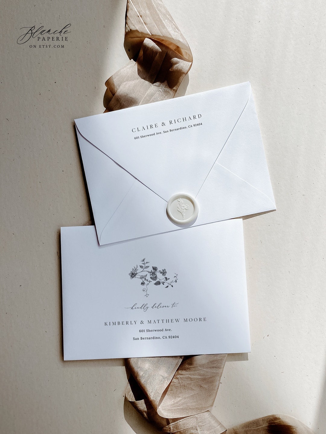 Victorian Envelope Addressing Template, Baroque Floral, DIY Wedding ...