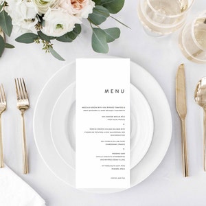 Simple Wedding Menu Template Modern Minimal Wedding Menu | Etsy