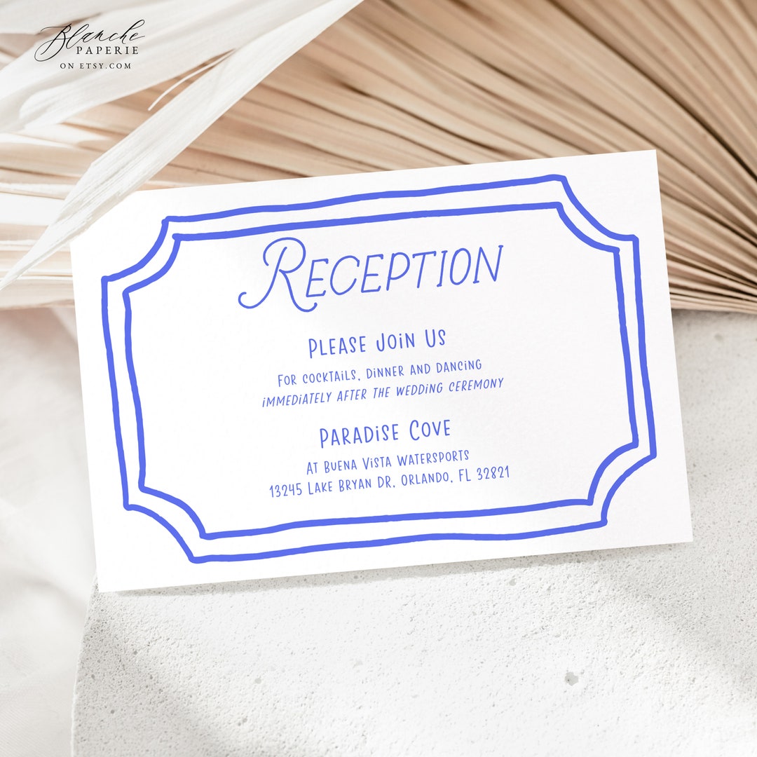 Modern Whimsical Reception Card, Printable Reception Card, Italian ...