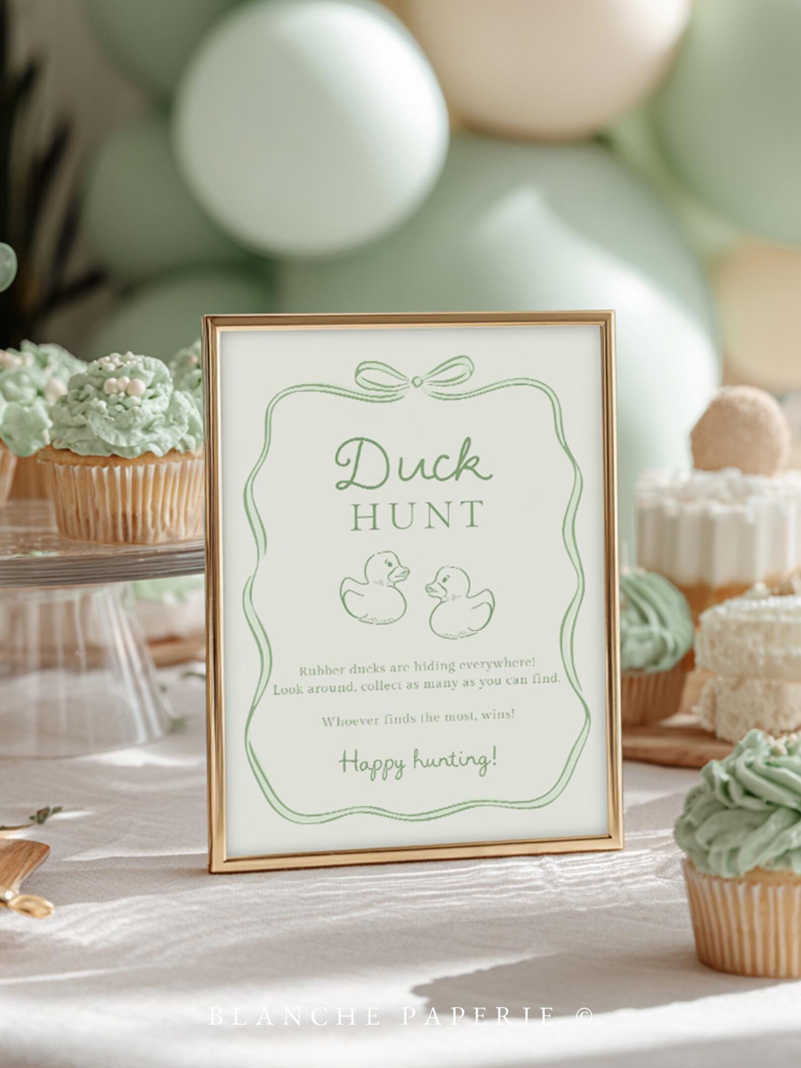 Green Bow Duck Hunt Sign – Find the Rubber Ducky: Gender Neutral Baby ...